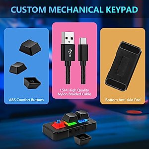 EHOLY USB Mechanical Gaming Keyboard 3 Key Mini Keypad Customize Programmable Macro Keyboard OSU Keypad One Key Control Combo with RGB Backlit for PC Video Game Office Work Sheet Music,HID