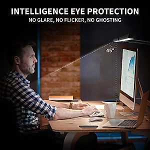 Mosthink LED Desk Lamp for Home Office, Double Head Eye Caring Architect Monitor Light, 31.5" Desk Light with Clamp and Flexible Gooseneck, 24W Study Drafting Table Lamp,100 Colors Modes