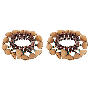Milisten Tambora Dominicana 2 Pack African Nut Shell Bracelet Musical Instrument Handbell African Nut Bell Bracelet Bracelet, Musical Instrument Drum Bell Bracelet Assorted Color