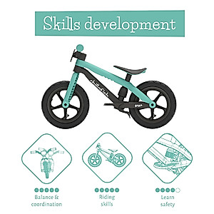 Chillafish Bmxie² Lightweight Balance Bike with Integrated Footrest and Footbrake for Kids Ages 2 to 5 Years, 12-inch Airless Rubberskin Tires, Adjustable Seat Without Tools, Blue