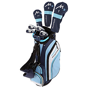 Precise M3 Ladies Womens Complete Golf Clubs Set Includes Driver, Fairway, Hybrid, 7-PW Irons, Putter, Stand Bag, 3 H/C's Blue - Regular or Petite Size!