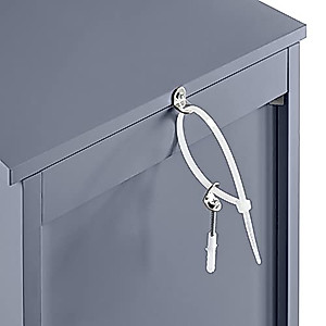 Yaheetech Bathroom Floor Cabinet, Wooden Side Storage Organizer, 4 Drawers Free-Standing Cabinet for Bathroom/Hallway/Living Room, Gray