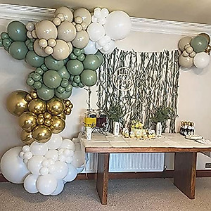 Janinus Sage Green Balloons 5 Inches 50 PCS Olive Green Party Balloons Sage Green Latex Balloons Birthday Balloons