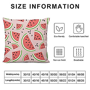 DMIPIRLS Outdoor Pillow Cases for Sofa Soft Set of 1 Pillowcases,Stylish Pink Watermelon White 26x26 Inches