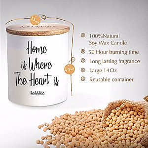 House Warming Gifts for New Home - Housewarming Gifts for New House - Scented House Warming Candle – Glass Jar Candle Gift with 100% Organic Soy Wax & Fragrance Oil – by LaLeena, 14 Oz., Vanilla