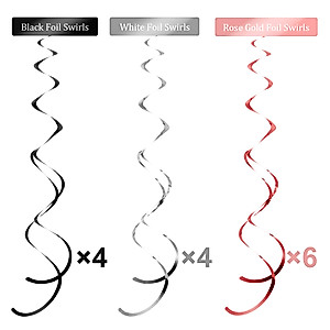 Birthday Party Decorations, Birthday Party Rose Gold Hanging Swirls Ceiling Decorations Shiny Foil Swirls for Birthday Decorations Supplies 30 Count (21 Style)