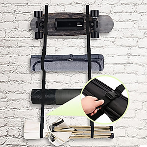 Everkeen Camping Chair Wall Storage for Garage Hanging Organizer, Adjustable Nylon Storage Straps with Quick Release Buckles,Wall Mounted Holder for Beach Chairs,Umbrella,Yoga Mats