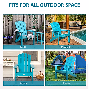 Outsunny Adirondack Chair, HDPE Fire Pit Chair, Weather Resistant Outdoor Chair for Patio, Garden, Backyard, Lawn, Turquoise
