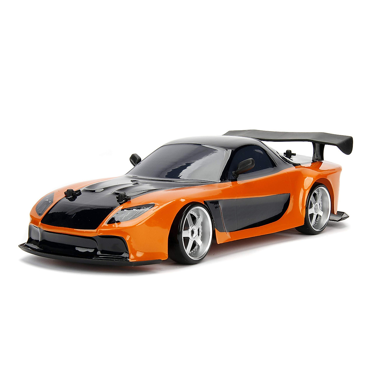 Jada Toys Fast & Furious Han’s Mazda RX-7 Drift RC Car, 1: 10 Scale 2.4Ghz Remote Control Orange & Black, Ready to Run, USB Charging (standard) (99700)