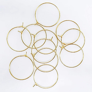 TOAOB 100pcs Wine Glass Charm Rings 25mm Gold Plated Open Earring Beading Hoop Party Favor