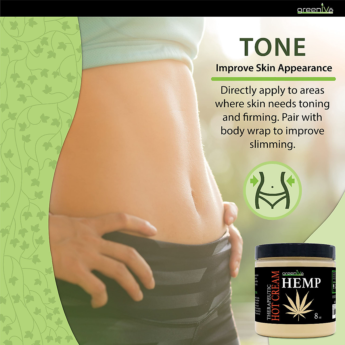 GreenIVe Hemp Hot Cream Massage Lotion Soothing and Moisturizing Joints, Muslces, and Wraps for Skin Tightning (8 oz Jar)