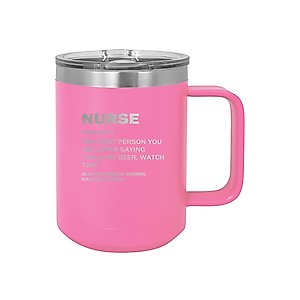 Rogue River Tactical Funny Nurse Noun Stainless Steel Coffee Mug Travel Tumbler With Lid Novelty Cup Great Gag Gift Idea RN CNA Psych Tech Pink