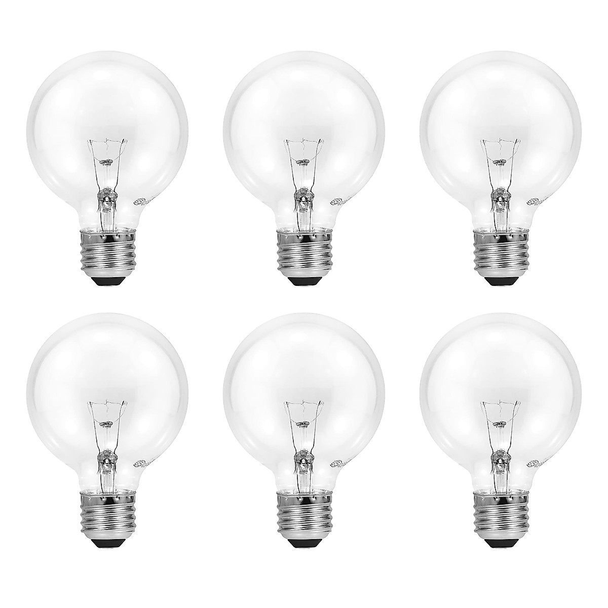 SYLVANIA Incandescent G25 Décor Globe Light Bulb, 40W, Dimmable, E26 Medium Base, Clear, 2850K, Warm White - 6 Pack (14191)