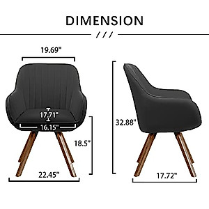 KithKasa Mid Century Modern Desk Chair No Wheels Swivel Accent Home Office Chair with Walnut Color Wood Legs for Living Room, Grey