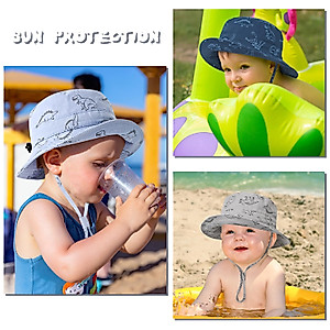 Baby Sun Hat for Boy Girl Toddler,Kids Summer UPF 50+ UV Protection Hat Wide Brim Beach Bucket Cap（6-12 Months,Navy-Dinosaurs