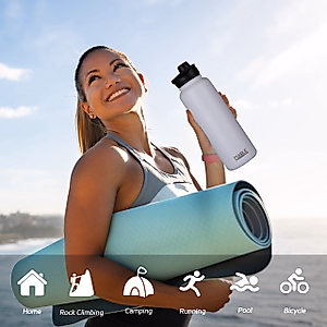 HASLE OUTFITTERS 40oz Stainless Steel Water Bottle, Vacuum Insulated Double Walled Leak Proof Sports Water Bottle with 2 Lids (Straw and Spout Lid) Thermo Mug Keep Cold and Hot(White,4)