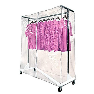 Only Hangers Commercial Grade Garment Z-Rack with White Base. Includes Cover Supports & Clear Vinyl Cover