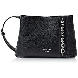 Calvin Klein Adeline Triple Compartment Crossbody, Black/Silver,One Size