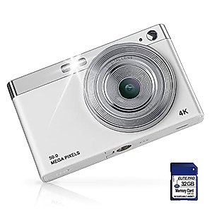 Digital Camera for Kids, Small Cameras for Teens, Portable Compact Camera for Photography, 1080P 50MP Autofocus Children Camera with 32GB SD Card, 2.88 Inch LCD Screen, 16x Digital Zoom (White)