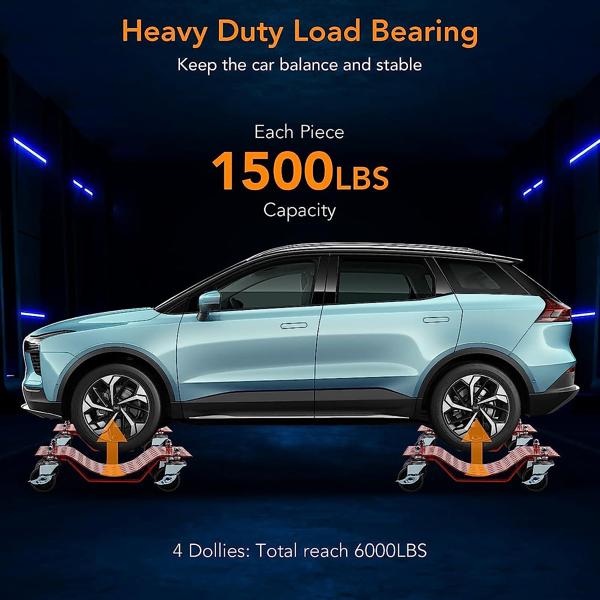 4-Pack Heavy Duty Tire Skates, Premium Car Dolly with 360 Degree Ball Bearing Wheels, 12" x 16" Non-Slip Rubber Surface, 1500 lbs per Skate Capacity Red