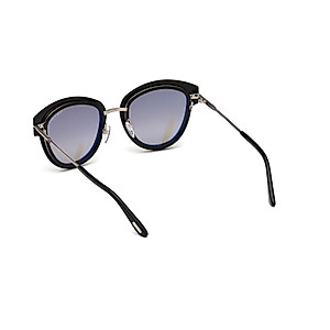 Tom Ford FT0574 14C Shiny Light Ruthenium Mia Cats Eyes Sunglasses Lens Categor, Black, 52-22-140