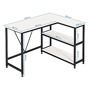 GreenForest L Shaped Desk 47 inch Reversible Corner Gaming Computer Desk with Storage Shelves and 49.2 inch Large Tall 4 Tier Printer Stand with Storage Shelf