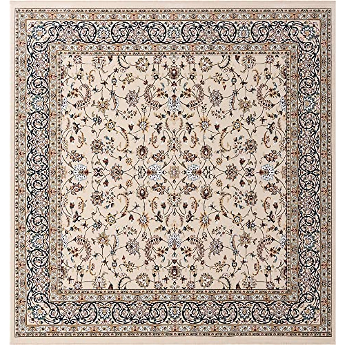 Unique Loom Narenj Collection Area Rug - Leeds (10' Square, Ivory/Blue)