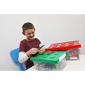 ASH BRAND Toy Organizer Set of 2 Large and Small Brick Shaped Storage Containers for Building Brick Storage, Small Dolls, bricks toys, Small Kids Toys - Plastic Kids Toy Chest