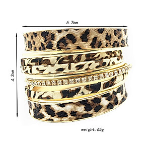 PUOSUO Leopard Bangle Bracelets for Women - Multi Layers Casual Bracelet for Women