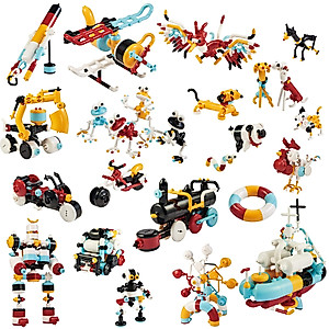 Tublock Creator Set (SML 390 Pieces) | Creative and Educational Brick Building Toys for Girls and Boys | Colorful Building Bricks Set | Innovative Curved Bricks for Building with Movable Pieces