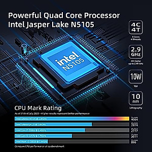 MeLE Fanless Mini PC QuieterHD3 Celeron N5105 16GB 512GB Windows 11 Pro Micro Computer Small Desktop Servers with Gigabit Ethernet WiFi 6 PXE Dual HDMI 4K Unlock BIOS on Industrial Webcast Office