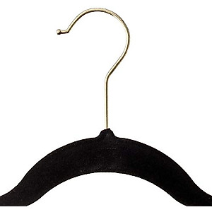 Inspired Living by Mesa Inspired Living Non-Slip Heavy Duty (35 Pack) Better Quality Holds Up to 22 Lbs-Each is 2.8 Oz / .20" Thick in Black/Gold HANGERS -VELVET- (80 Gm), (