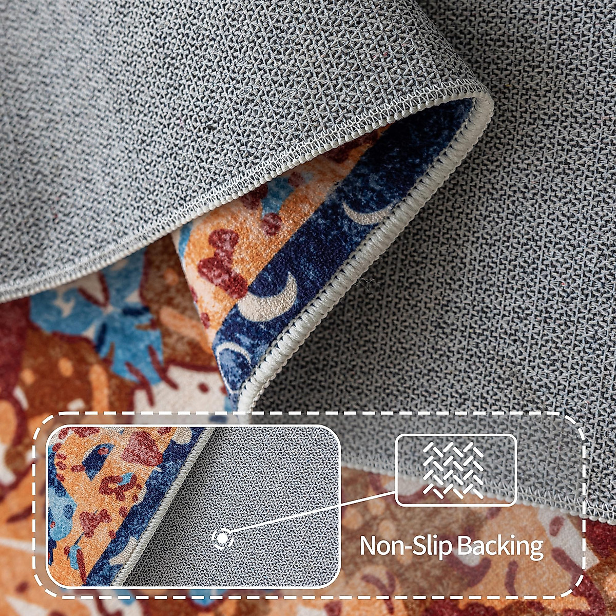 Taisier Home Area Rug 2x3 Persian Rug Indoor Entryway Vintage Rug Indoor Fiery Red Multi Print Rug Retro Distressed Carpet Thin Rug Mat Foldable Accent Rug Non Slip Bathroom Kitchen Bedroom