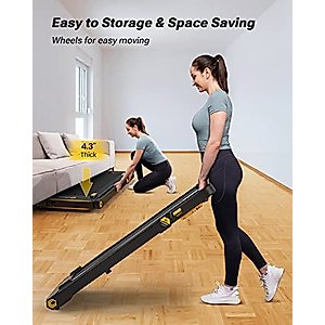 UREVO Treadmill with Desk, 3 in 1 Foldable Treadmill with Removable Desk, Install Free Under Desk Treadmill, 3HP Powerful Walking Treadmill for Office with Remote, Folding Treadmill in 2s Folding
