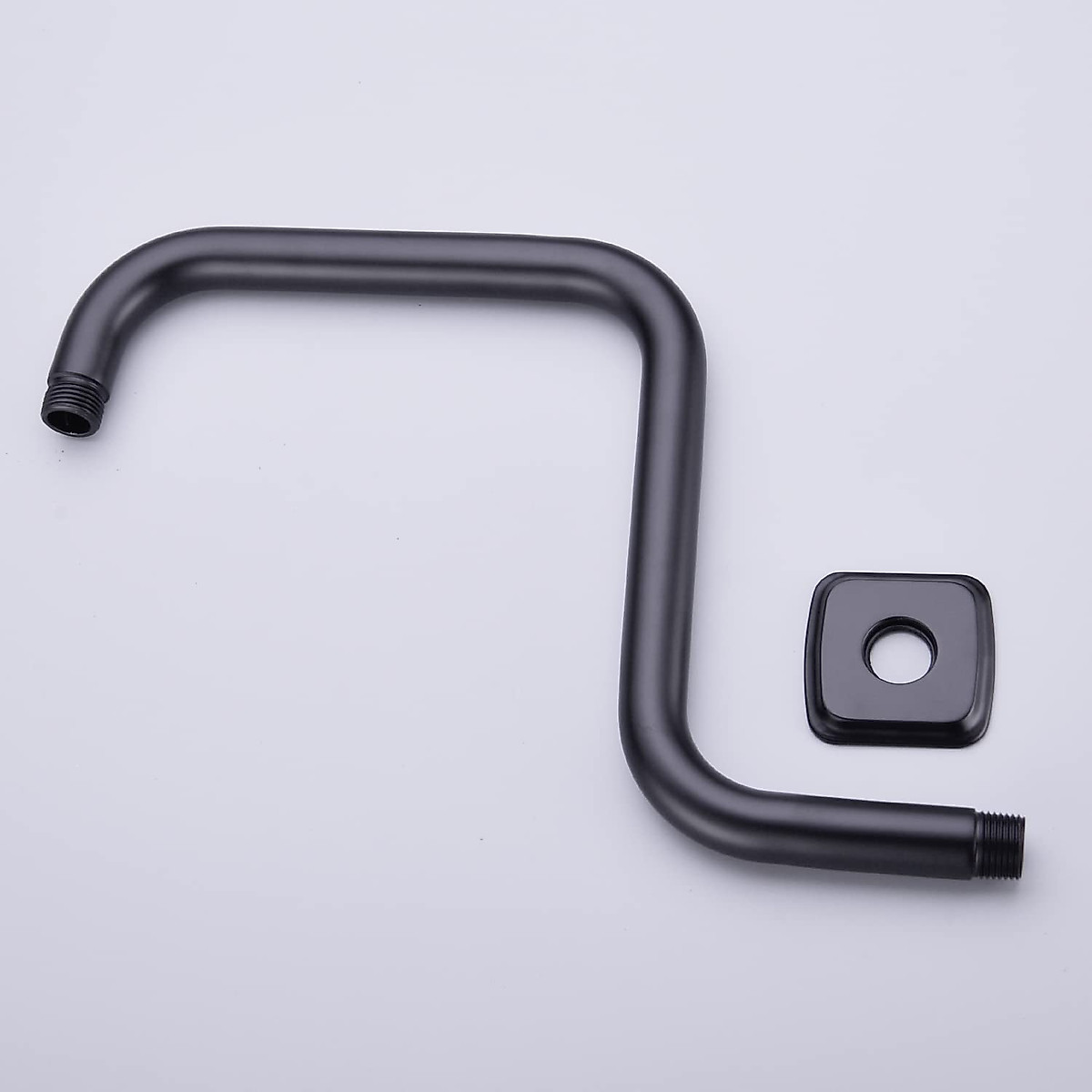 TRUSTMI 13 Inch S Shape Shower Arm with Flange, Solid Stainless Steel Heavy Duty High Rise Shower Pipe Replacement, Matte Black