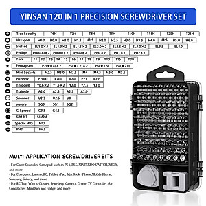 YINSAN Precision Screwdriver Set, Electronics Repair Tool Kit Micro Magnetic Bit for iPhone, Computer, PC, Laptop, Phone, Mac, Tablet, Home DIY, Game Consoles, Glasses, Watch, Doorbell, 120 in 1 Black