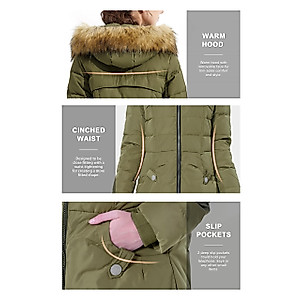 Orolay Women's Down Jacket with Faux Fur Trim Hood Red XL