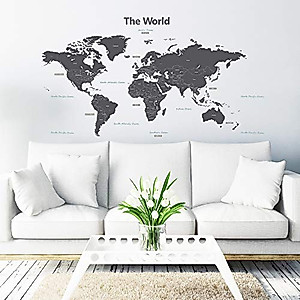 DECOWALL DLT-1609G Modern Grey World Map Kids Wall Stickers Wall Decals Peel and Stick Removable Wall Stickers for Kids Nursery Bedroom Living Room (XLarge) d?cor