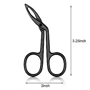 Hicarer 3 Packs Eyebrow Scissors Tweezers, Scissors Handle Shaped Eyebrow Straight Tip Tweezers Clip, Flat Tip Tweezers Hair Plucker, Straight Tip Hairgripping Eyebrow (Black Plated)