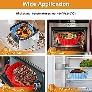 2-Pack Silicone Air Fryer Liner, 8inch Reusable Air Fryer Basket Food Safe Air Fryers Oven Accessories Easy Cleaning Air fryers Silicone Pot Round for 3 to 5 QT Air Fryer with Kitchen Cooking Tong