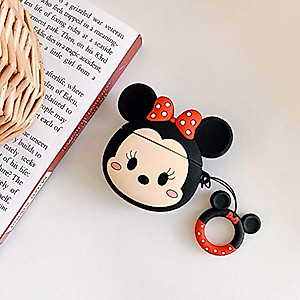 Airpods Case, 3D Cute Cartoon Airpods Cover Minnie Mouse Soft Silicone Rechargeable Headphone Cases,AirPods Case Protective Silicone Cover and Skin for Apple Airpods 1/2 Charging Case (Minine)
