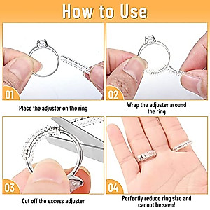 Ring Sizer Adjuster for Loose Rings, 22 Pack 4 Sizes Silicone Ring Guards Invisible Ring Adjuster Spiral Ring Spacers Fitter with Polishing Cloth, Transparent Ring Resizer Tightener for Women and Men