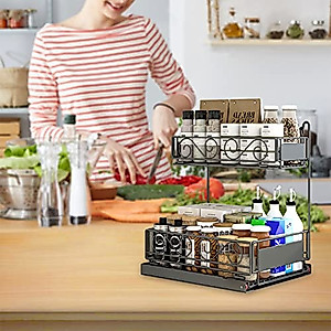 TALVADI Under Sink Organizer, Sliding Cabinet Basket Organizer, Pull Out Cabinet Organizer 2-Tier Under Cabinet Storage, Multi-Use for Under Kitchen Bathroom Sink Organizers & Storage…