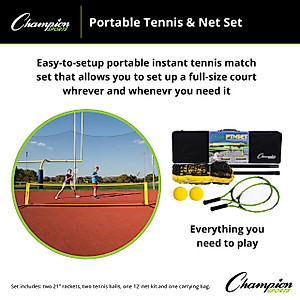 Champion Sports Portable Tennis Game: Racket, Ball and Net Set for 2 Players - 12 feet