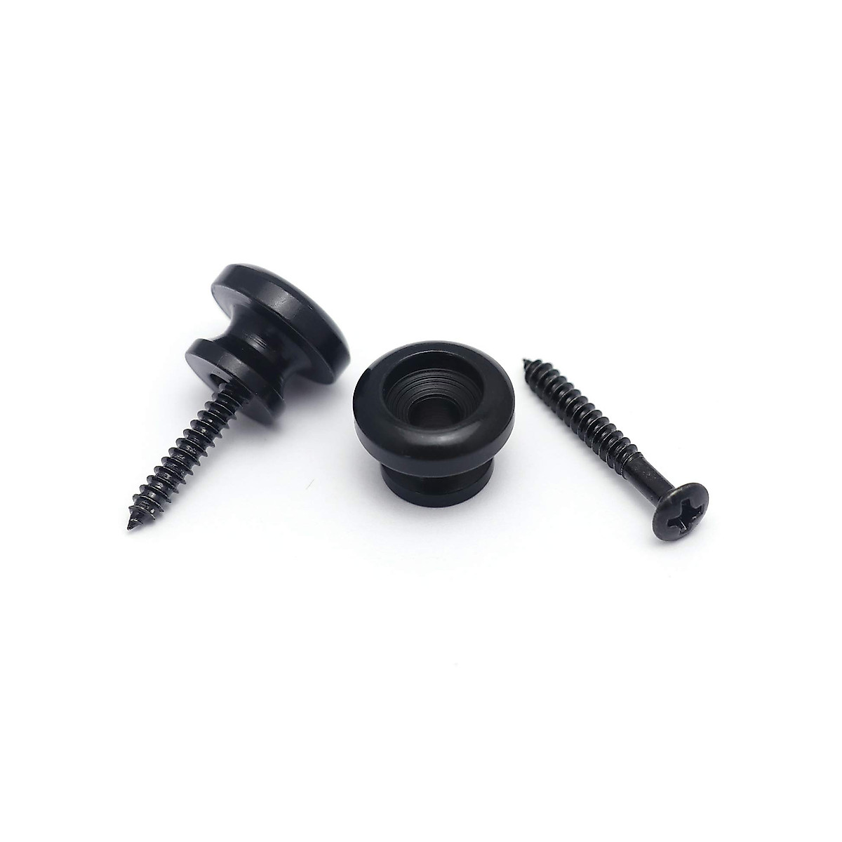 Metallor Guitar Strap Buttons Mushrooms Head Guitar End Pins Strap Locks with Mounting Screws for Acoustic Electric Guitar or Bass Ukulele Set of 2Pcs Black.