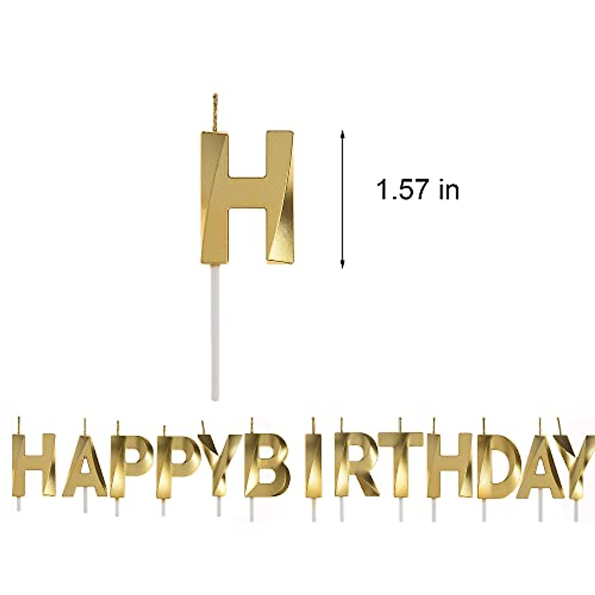 3D Happy Birthday Letters Candles，Gold Alphabets Unique Cake Toppers Birthday Candles for Birthday Party Decorations