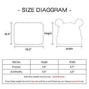 PESAAT Cotton Baby Swaddle Hat Set Newborn Infant Hats Receiving Blankets for Baby Boys Girls (Navy, 0-6 Months)