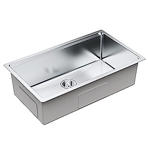 VEVOR Kitchen Sink, 304 Stainless Steel Drop-In Sinks, Undermount Single Bowl Basin with Ledge and Accessories, Household Dishwasher Sinks for Workstation, RV, Prep Kitchen, and Bar Sink, 32 inch