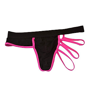 JEERLEEP Men's Sexy Lingerie Thongs G-Strings Underwear (Pink) One Size