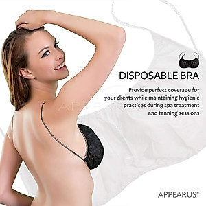 APPEARUS 50 Ct. Disposable Bras - Women's Backless Spa Bra for Spray Tanning and Body Treatments, Black